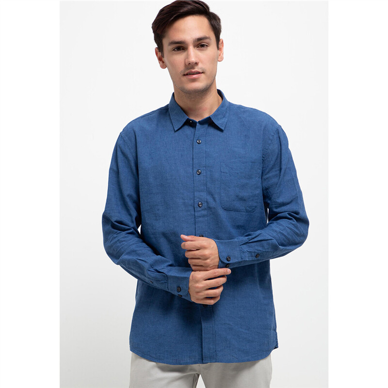 Jual Giordano Men Linen Cotton Long Sleeves Shirt | GIORDANO Online Store
